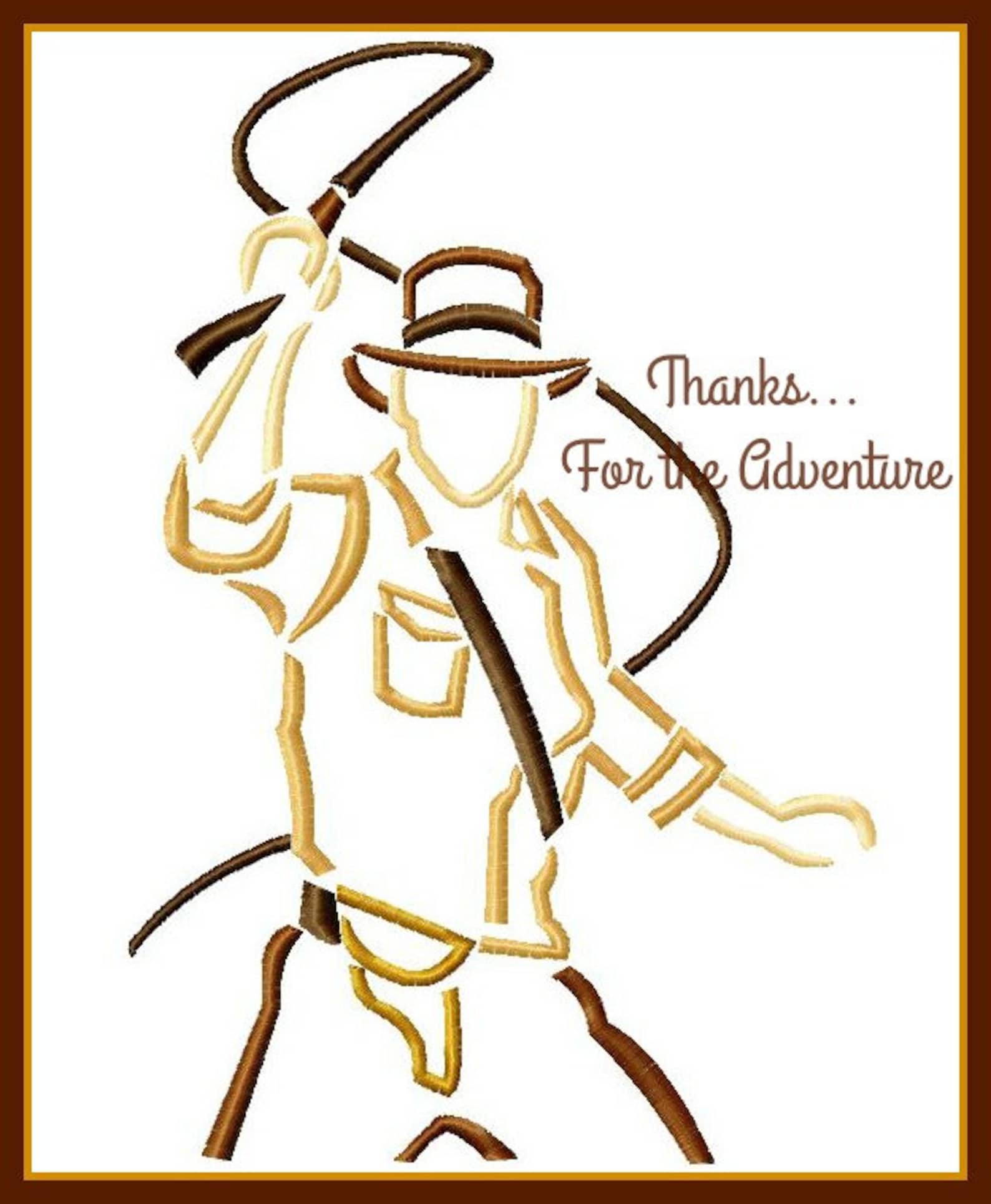 Indiana Jones Sketch Digital Embroidery Machine Design File 4x4 5x7 ...
