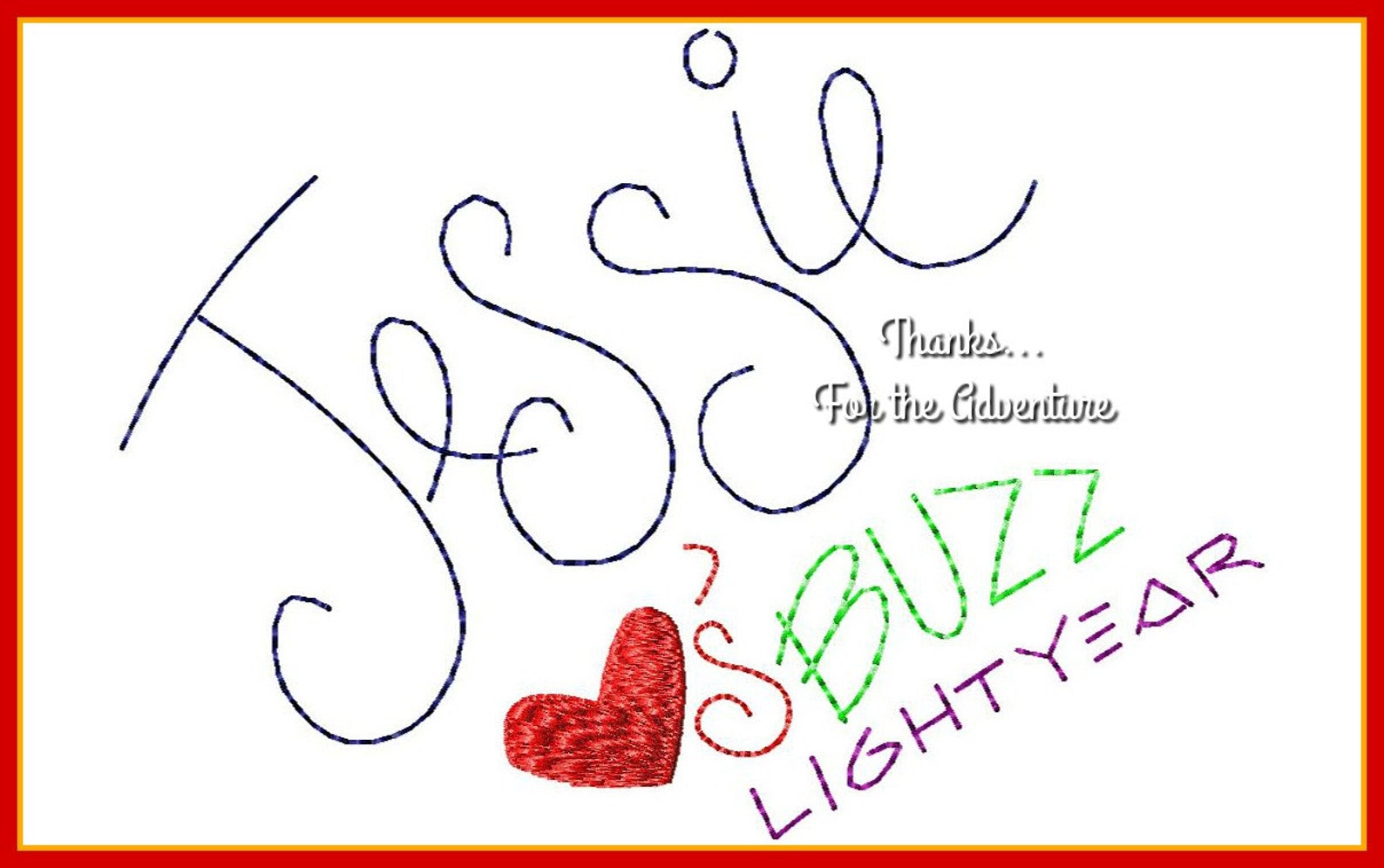 Jessie Loves Buzz Lightyear From Toy Story Autograph Digital Embroidery ...