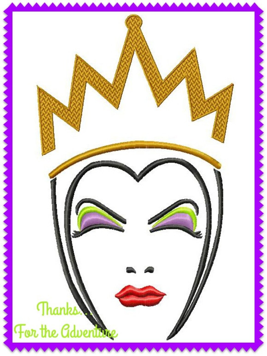 The Evil Queen Face From Snow White Sketch Digital Embroidery Machine ...