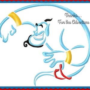 Genie From Aladdin Sketch Digital Embroidery Machine Design File 4x4 ...