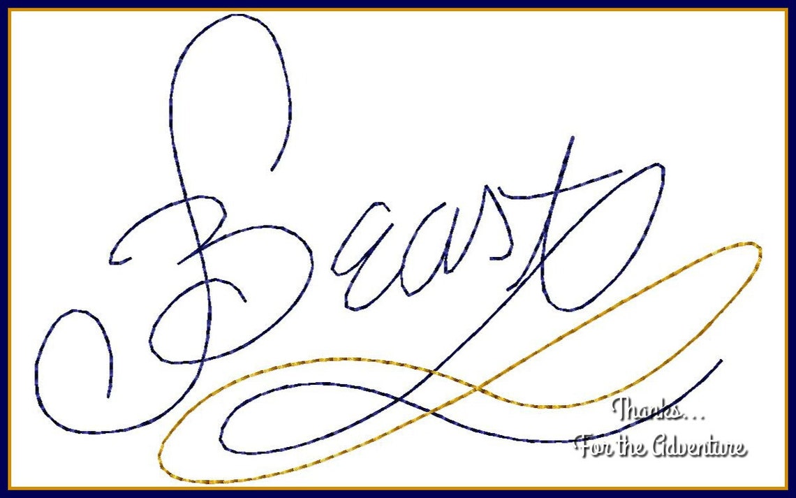 Beast From Beauty and the Beast Autograph Digital Embroidery - Etsy