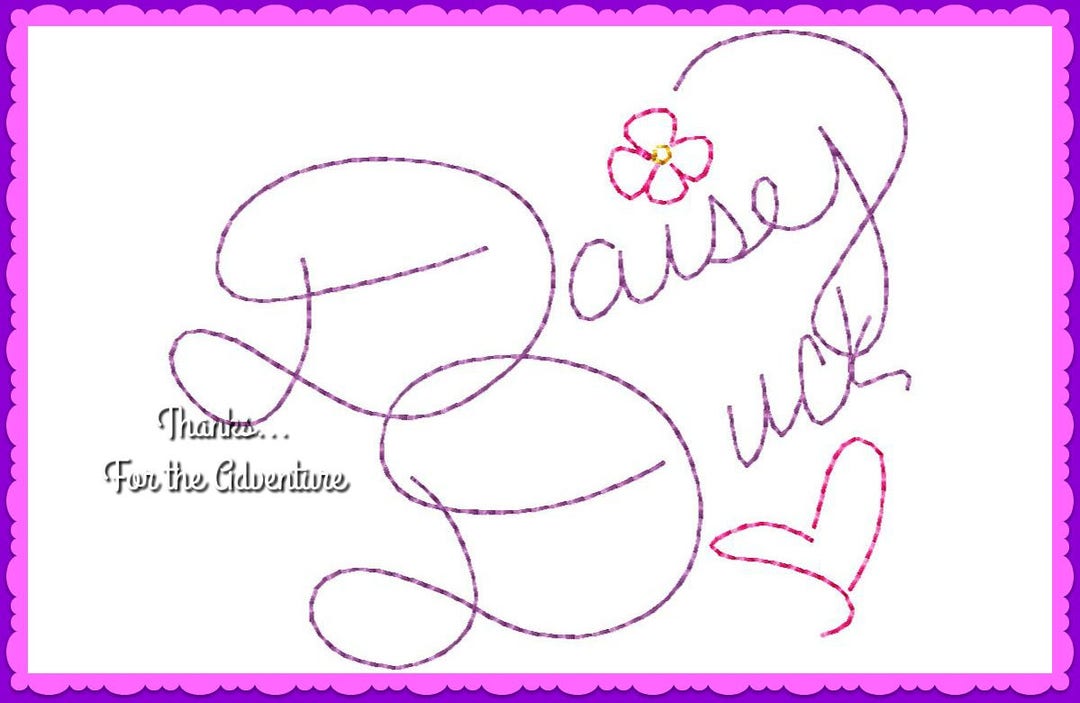 Daisy Duck Autograph Digital Embroidery Machine Design File 4x4 5x7 ...