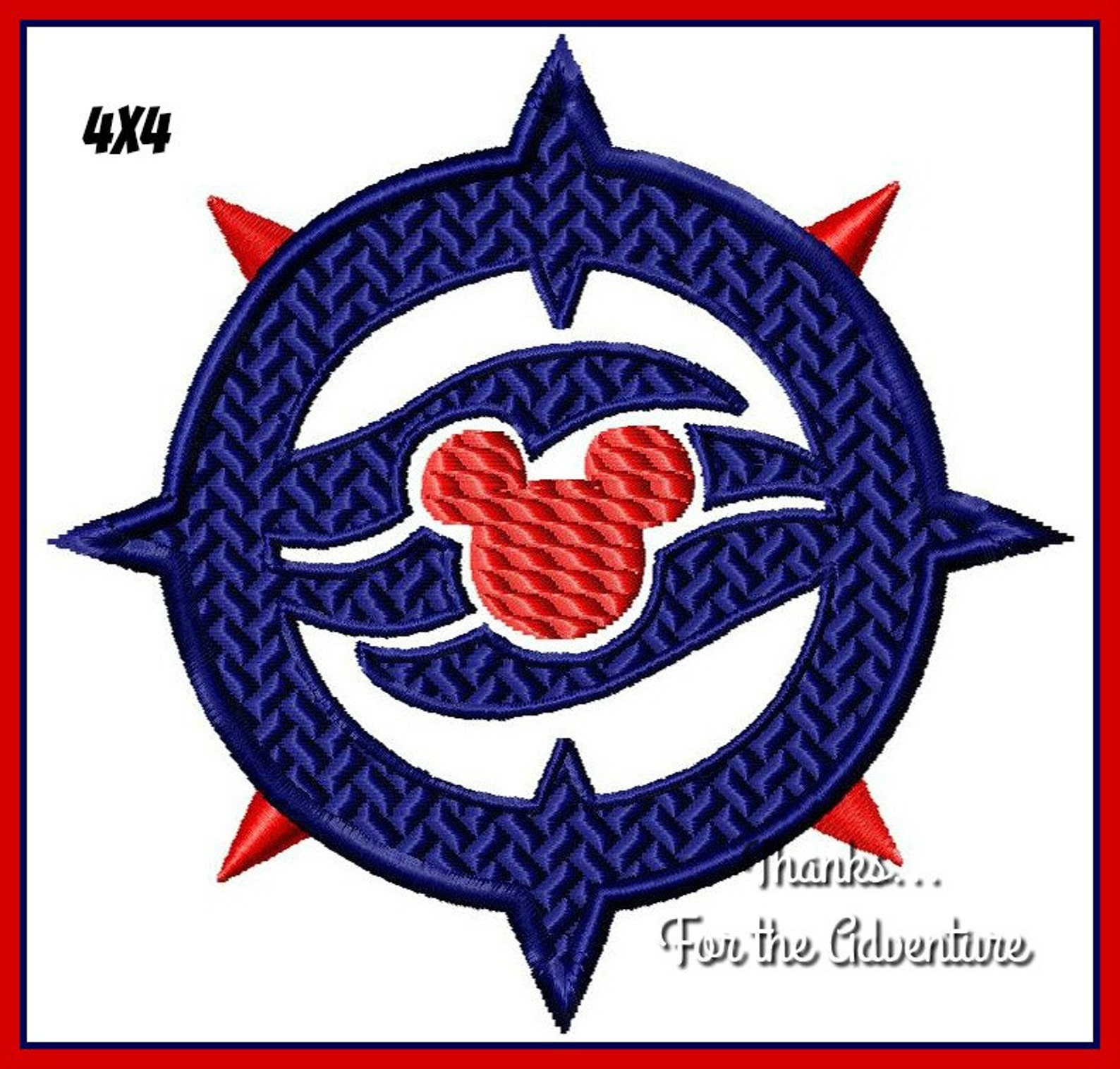 Cruise Line Mickey Mouse Compass Digital Embroidery Machine | Etsy