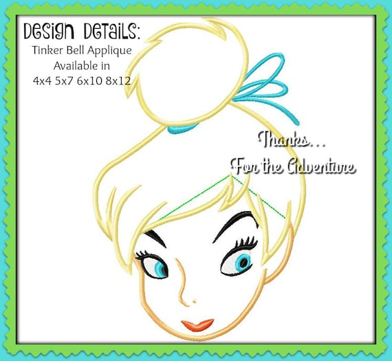 Tinker Bell Applique Digital Embroidery Machine Design File | Etsy