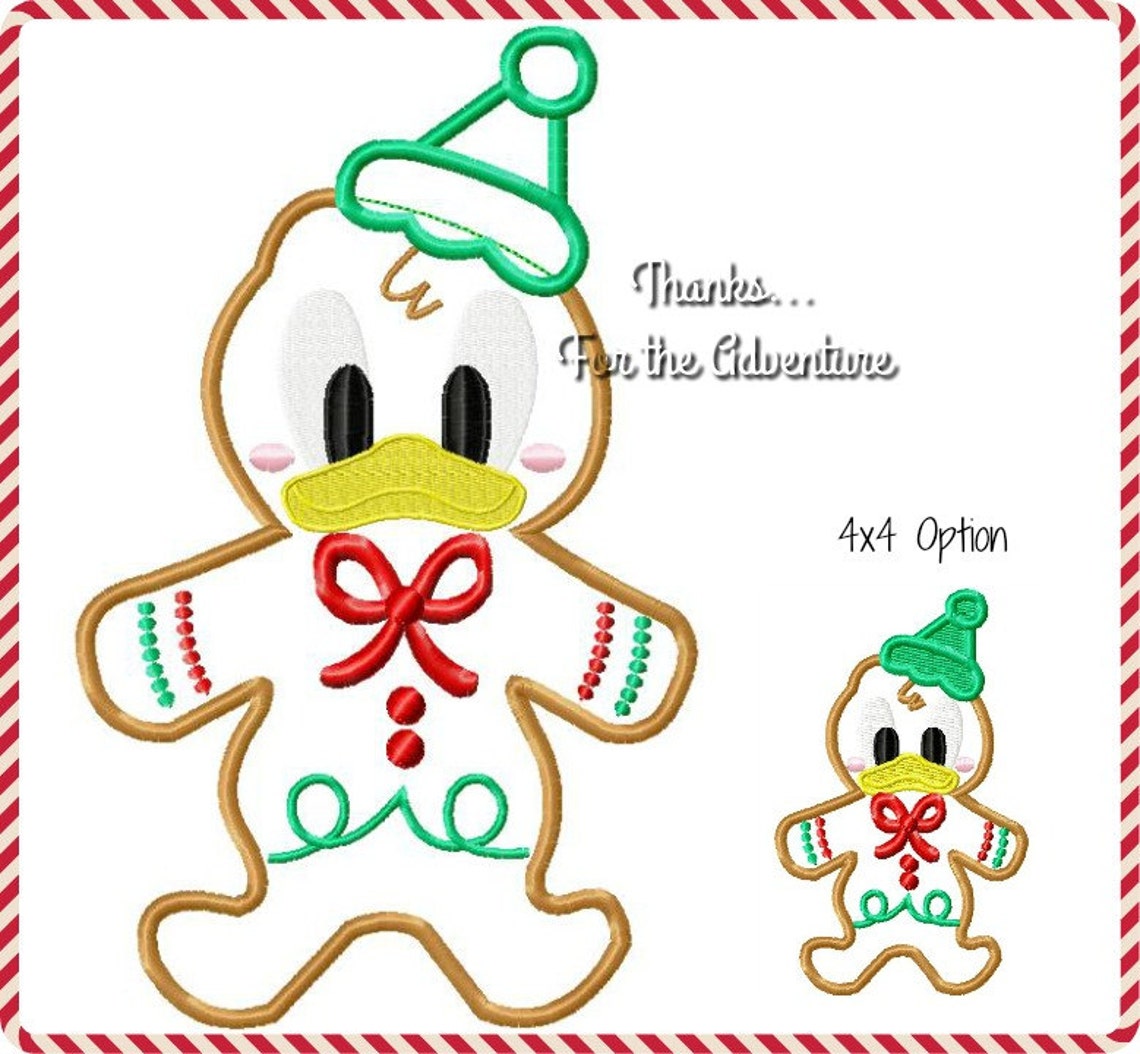 Donald Duck Gingerbread Cookie Applique Digital Embroidery - Etsy