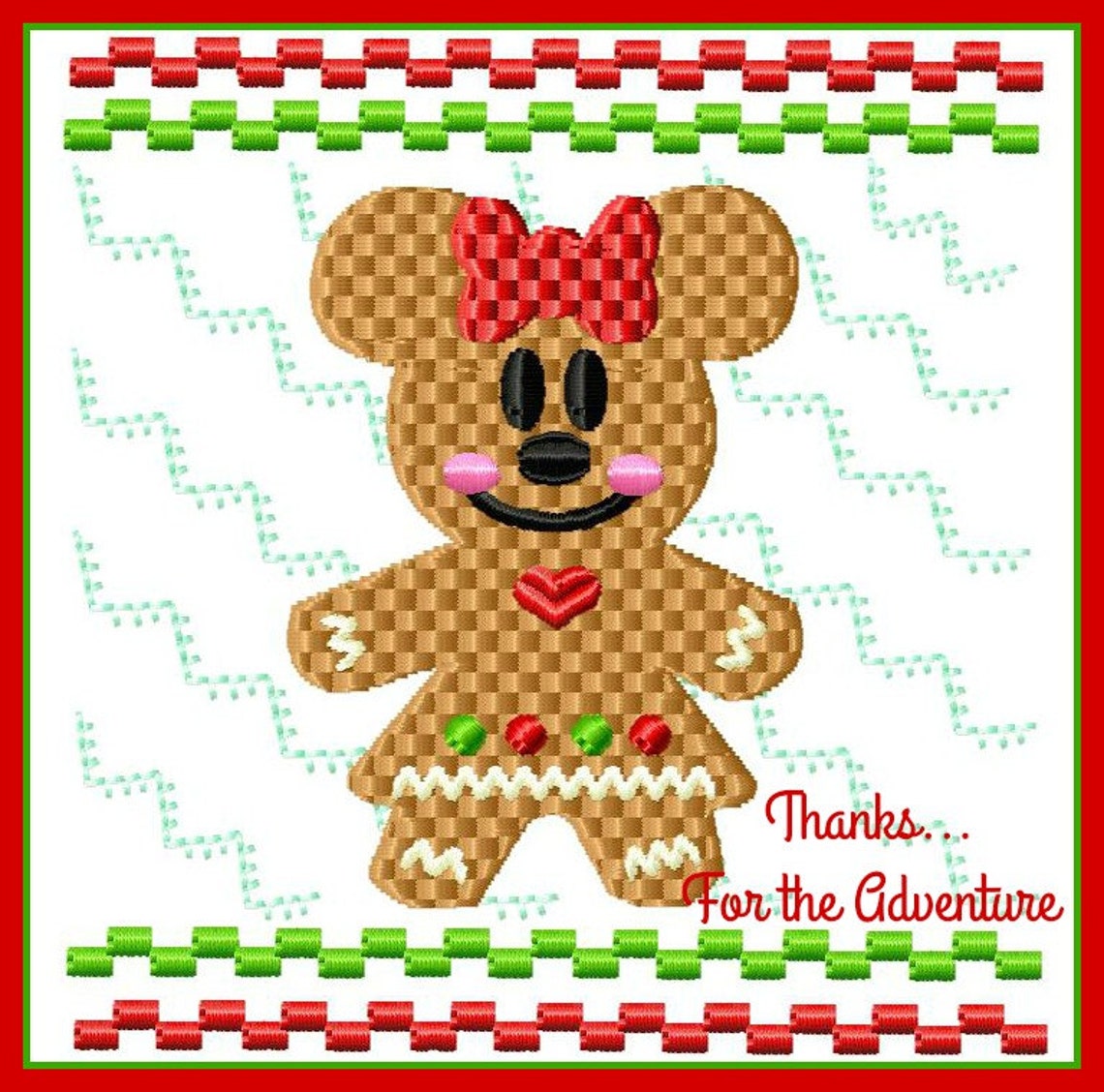 Minnie Mouse Christmas Gingerbread and Peppermint Faux Smocking Digital ...