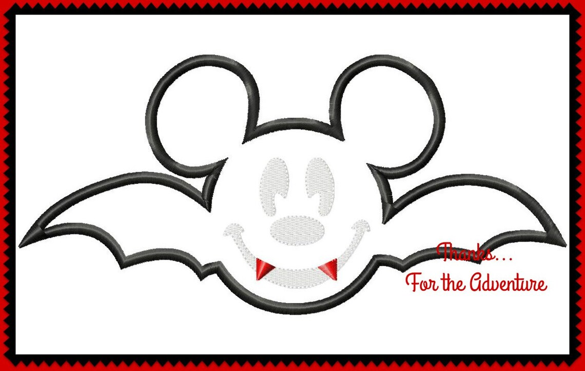Halloween Mickey Mouse Vampire Bat Bat Digital Embroidery - Etsy