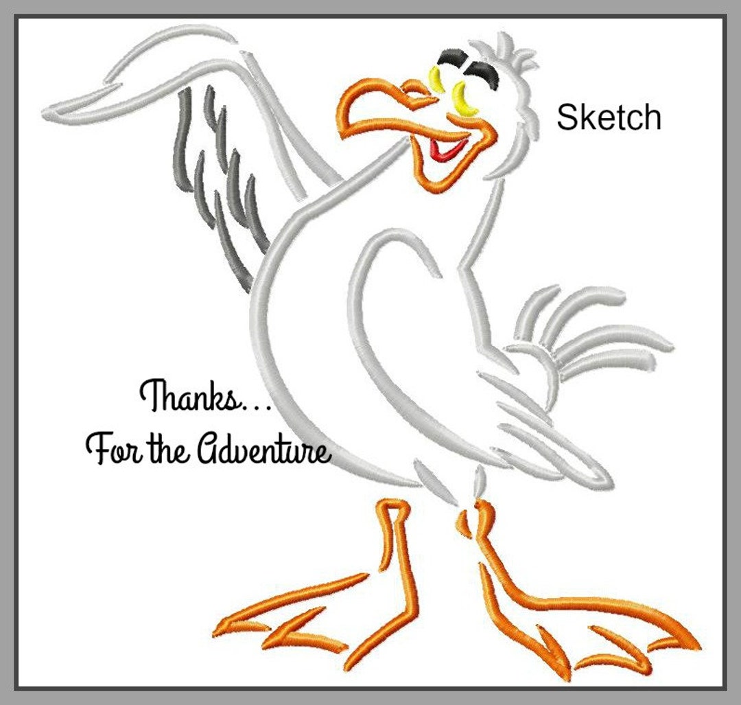 Scuttle From the Little Mermaid Sketch Digital Embroidery Machine ...