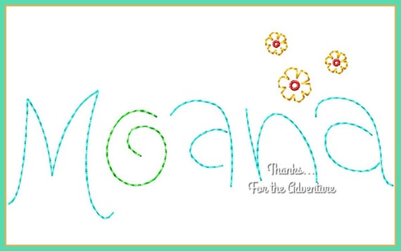 Moana Autogrpah Digital Embroidery Machine Design File 4x4 5x7 | Etsy