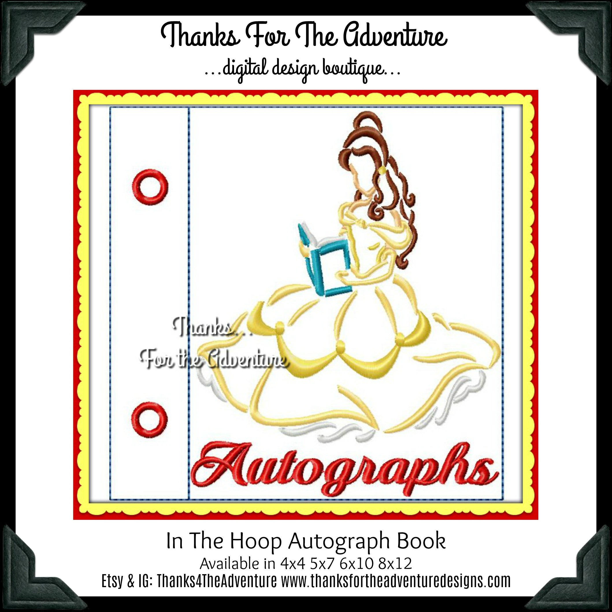 In the Hoop World Princess Belle Beauty & Beast Autograph Book Digital ...