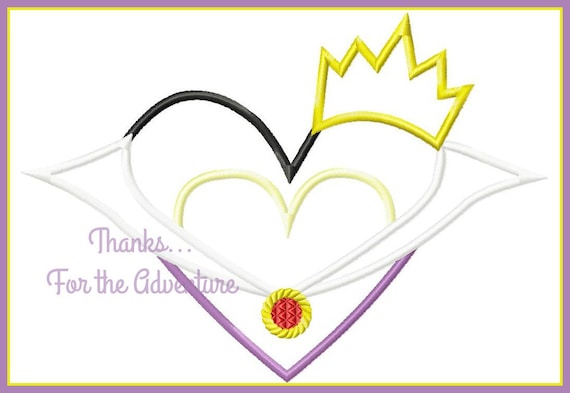 Evil Queen Villain Heart Digital Embroidery Machine Applique | Etsy