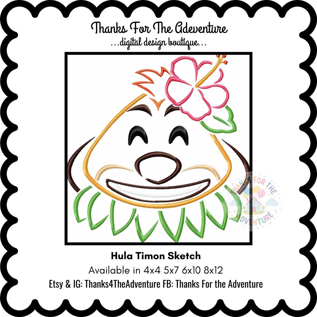 Hula Timon From the Lion King Sketch Simba Pumba Zazu Digital ...