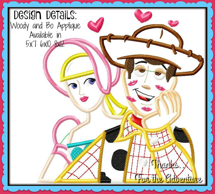 Woody the Cowboy and Bo Peep From Toy Story Applique Digital - Etsy
