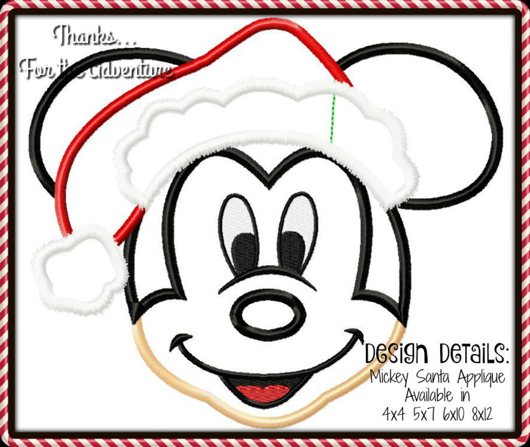 Christmas Santa Mickey Mouse Digital Embroidery Machine Applique Design ...