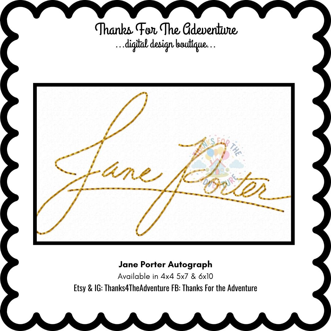 Jane Porter From Tarzan King of the Jungle Autograph Digital Embroidery ...