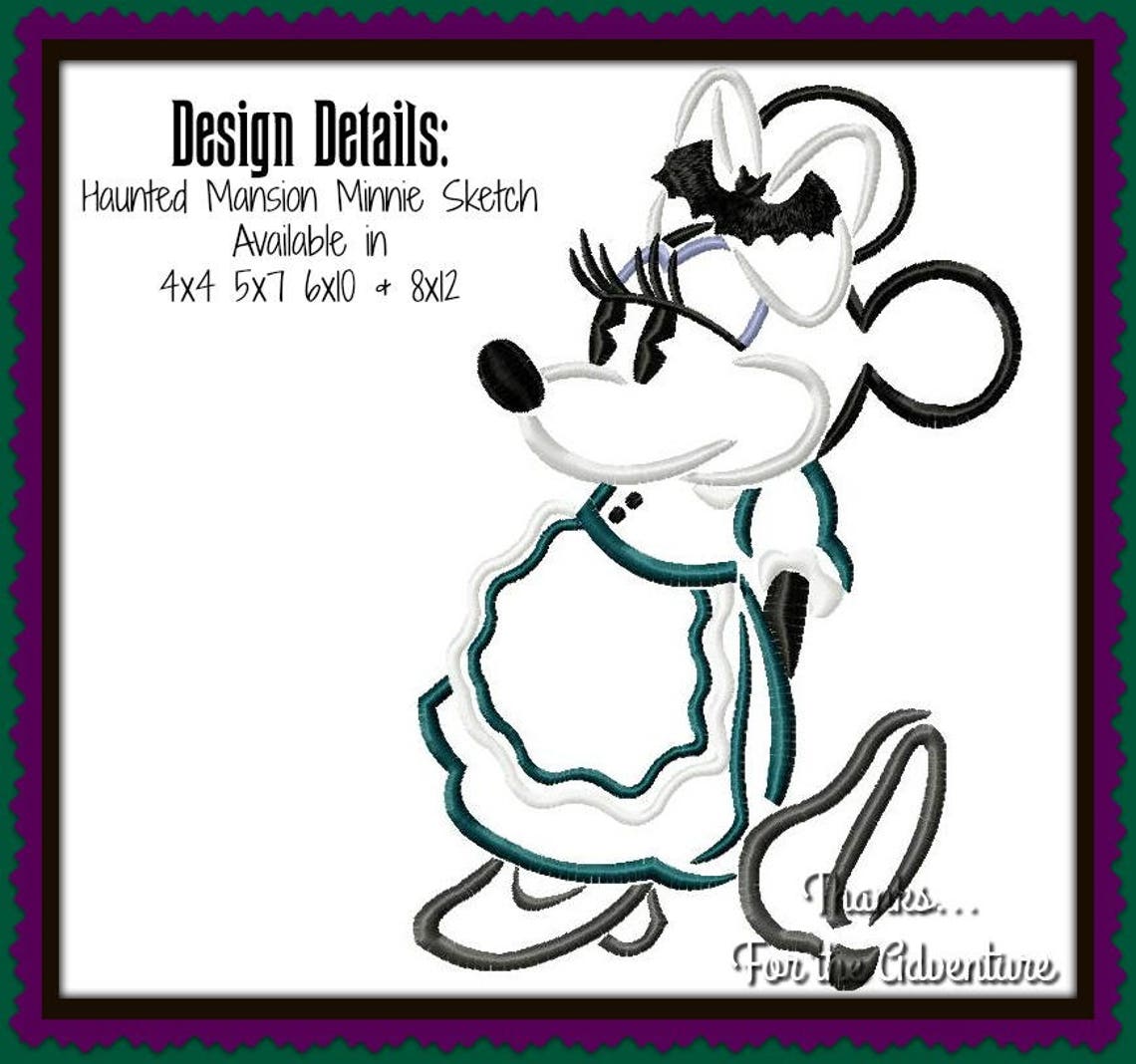 Minnie Mouse Haunted Mansion Sketch Digital Embroidery Machine - Etsy