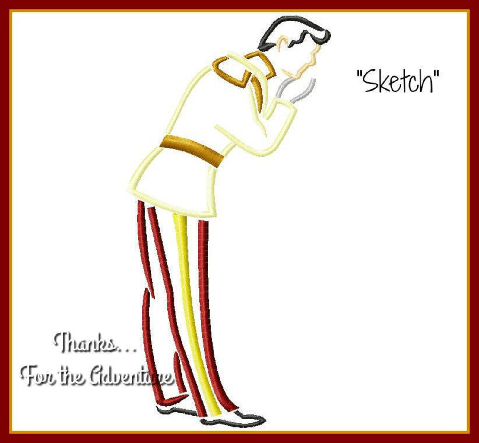 Full Body Prince Charming From Cinderella Sketch Digital Embroidery ...