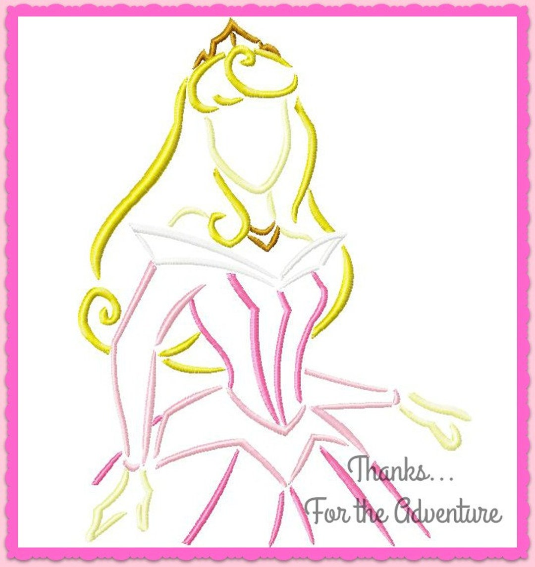 Princess Aurora From Sleeping Beauty Sketch Digital Embroidery Machine ...