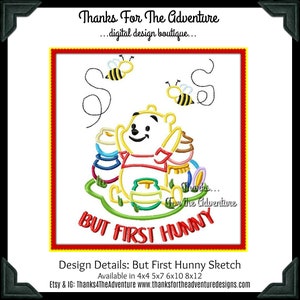But First Honey Winnie the Pooh Bear Honey Bee Sketch Combo Saying ...