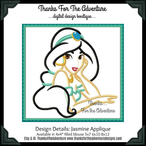 Princess Jasmine From Aladdin Autograph Digital Embroidery - Etsy