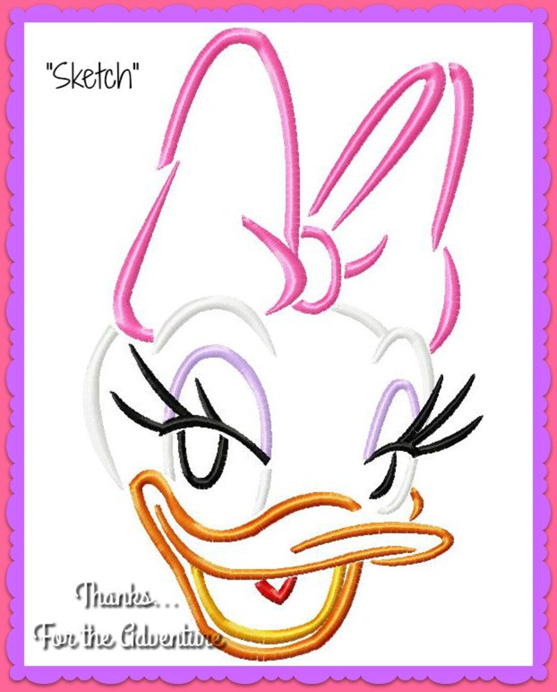 Daisy Duck Head Sketch Digital Embroidery Machine Design File - Etsy