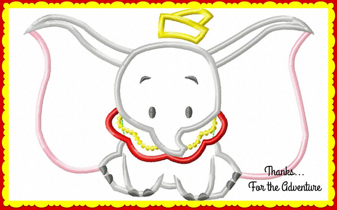 Dumbo Flying Elephant Digital Embroidery Machine Applique Design File ...