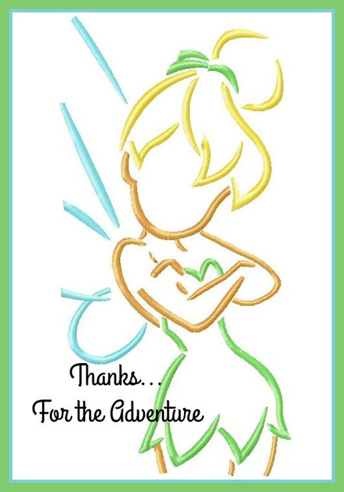 Tinker Bell Sketch Digital Embroidery Machine Design File 4x4 - Etsy UK