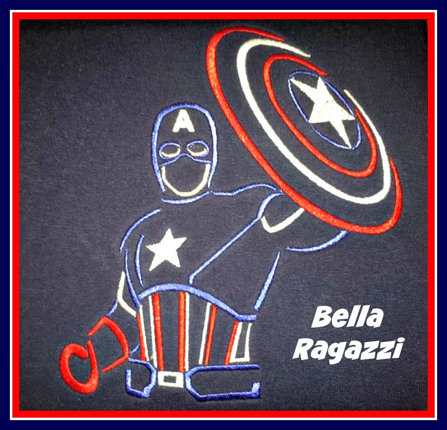 Captain America Sketch Digital Embroidery Machine Design File 4x4 5x7 ...