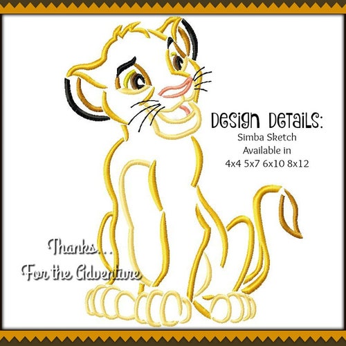 Lion King Simba Sketch Digital Embroidery Machine Design File - Etsy