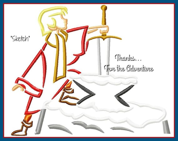 Arthur From Sword in the Stone Sketch Digital Embroidery - Etsy