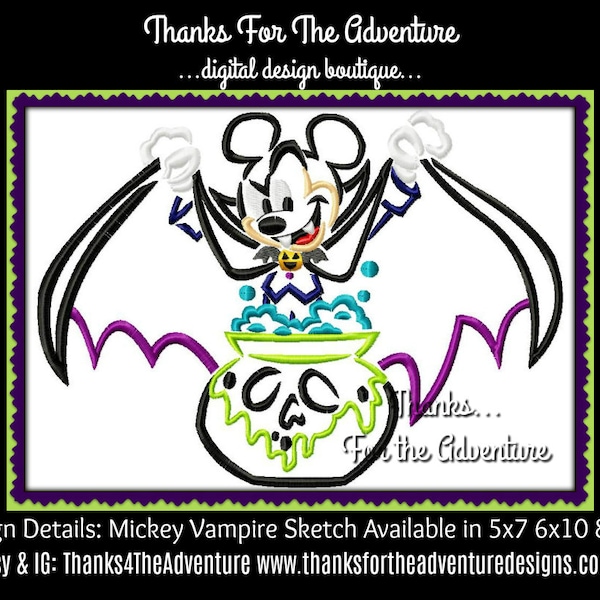 Embroidery Mickey Mouse Vampire - Etsy