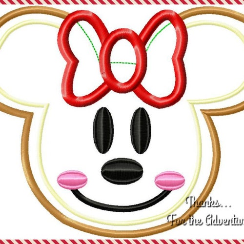 Minnie Mouse Gingerbread Cookie Applique Digital Embroidery - Etsy