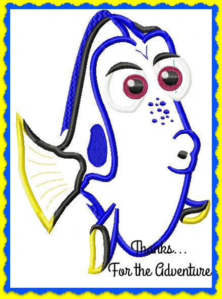 Finding Dory From Nemo Digital Embroidery Machine Applique Design File ...