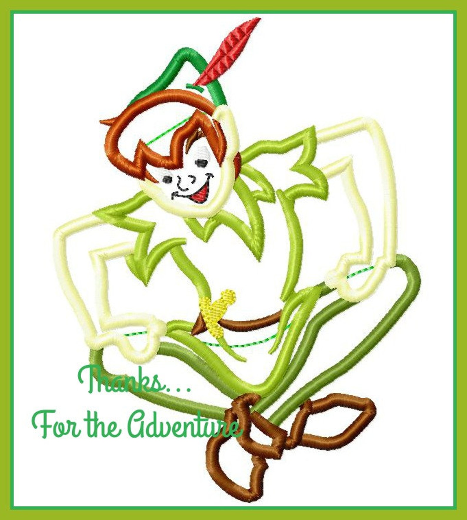 Peter Pan Sitting in Neverland Digital Embroidery Machine Applique ...