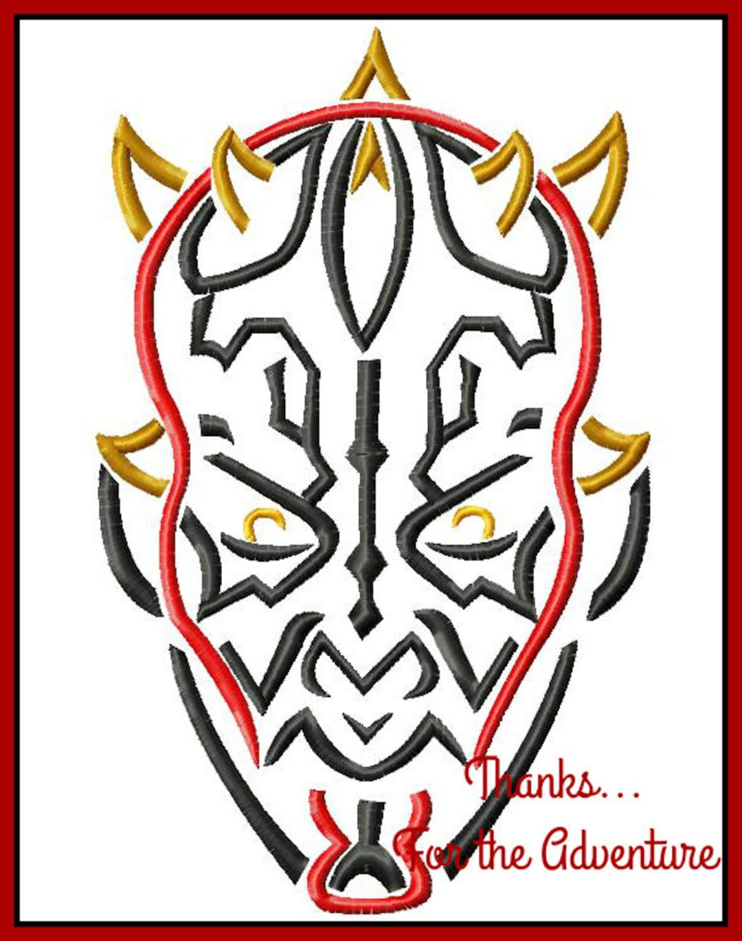 Darth Maul From Star Wars Sketch Digital Embroidery Machine Design File ...