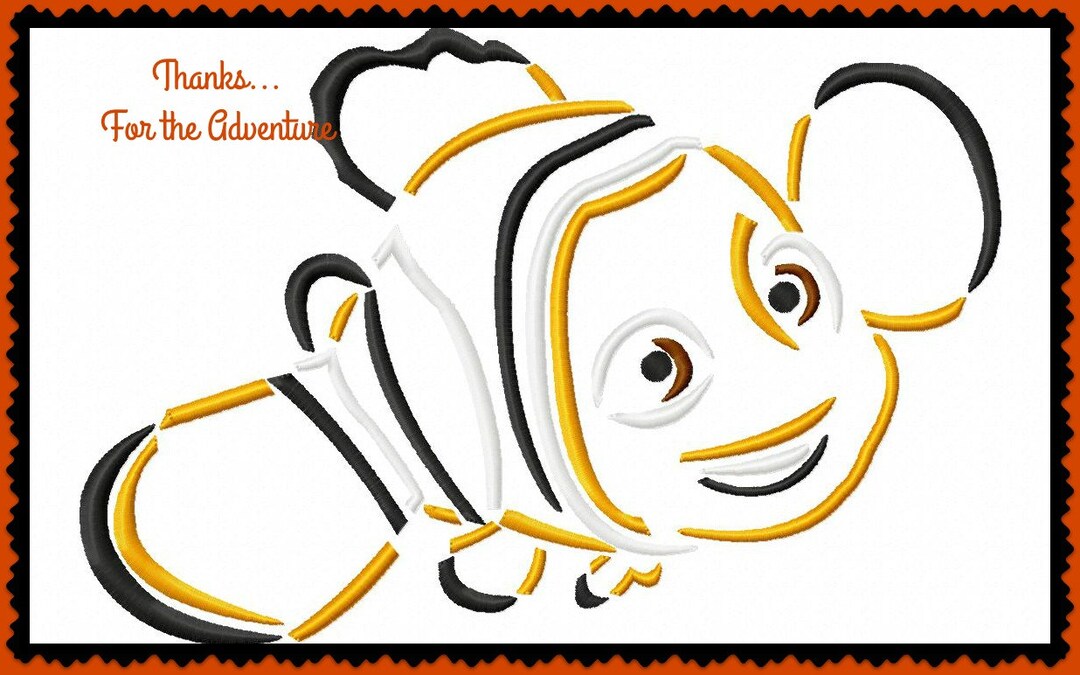 Nemo From Finding Nemo Sketch Digital Embroidery Machine Design File ...