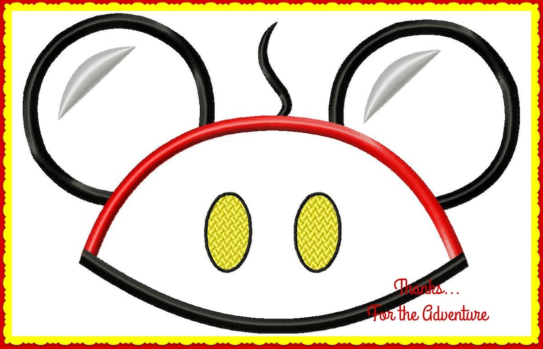 Mickey Mouse Ears Hat Applique Digital Embroidery Machine Design File ...