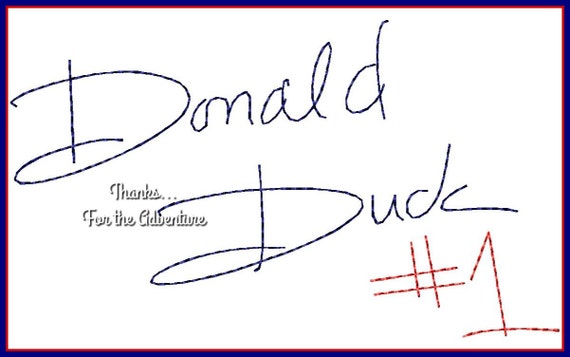 Donald Duck 1 Autograph Digital Embroidery Machine Applique | Etsy