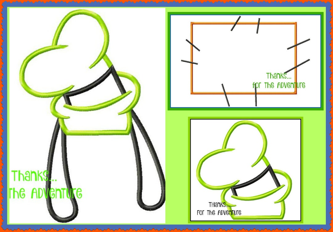 Goofy Ears Hat and Patch Three Pack Digital Embroidery Machine Applique ...