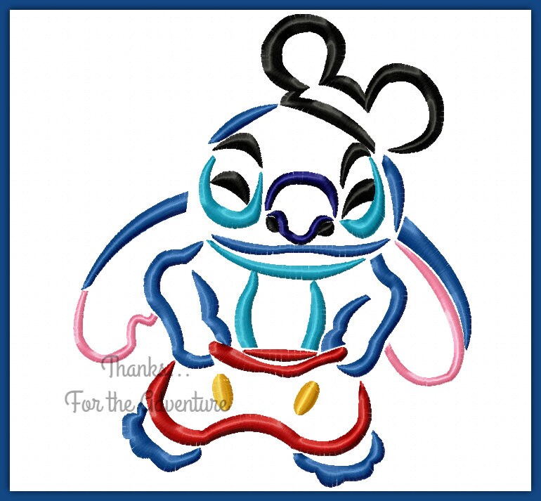 Sketch- Stitch Dressed as Mickey Mouse Digital Embroidery Machine ...