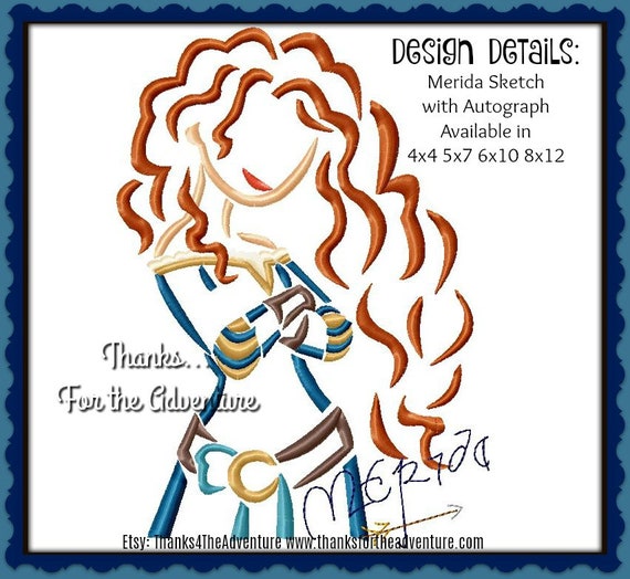 Princess Merida From Brave Autograph Combo Sketch Digital - Etsy