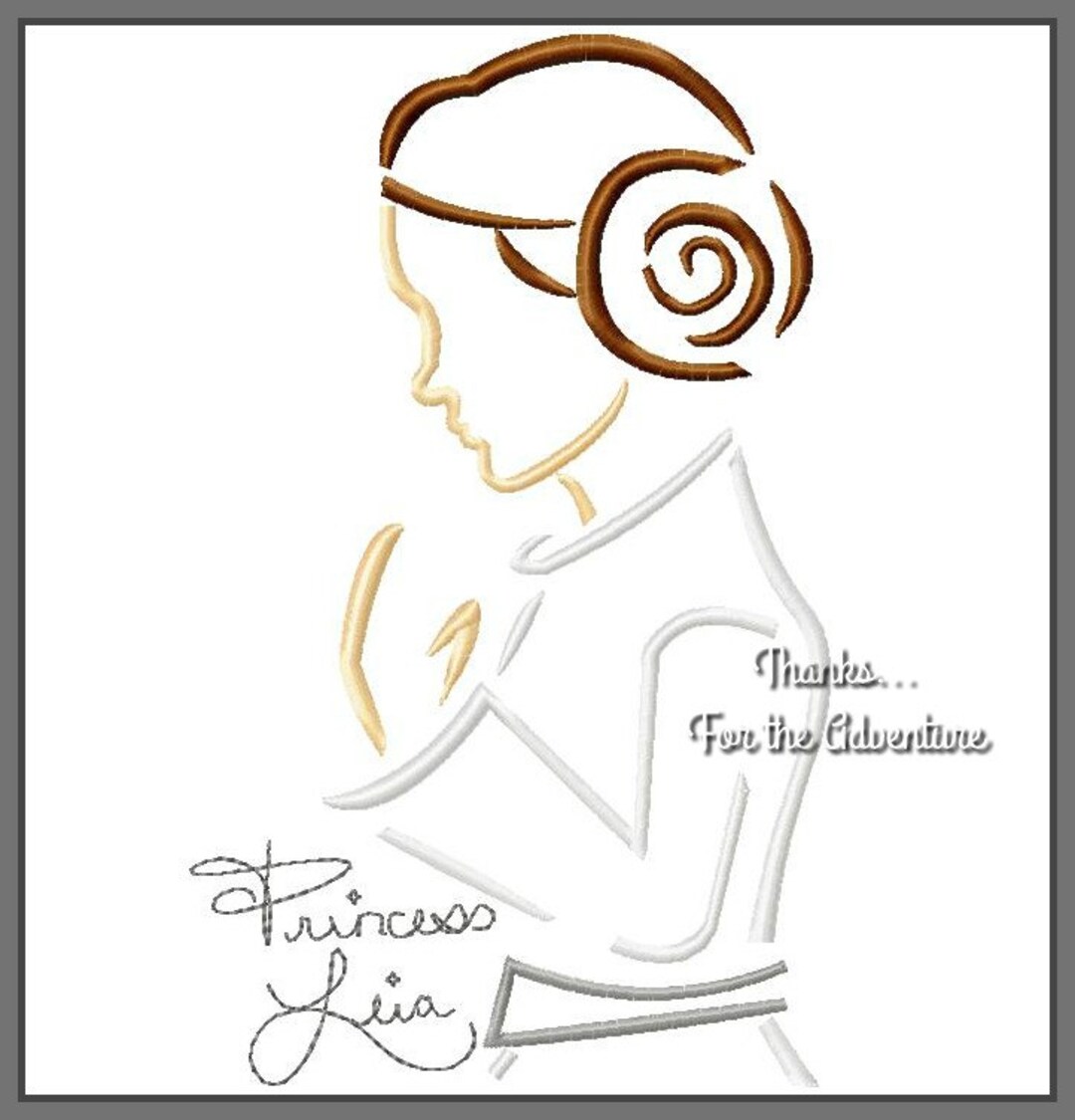 Princess Leia From Star Wars Autograph Combo Sketch Digital Embroidery ...