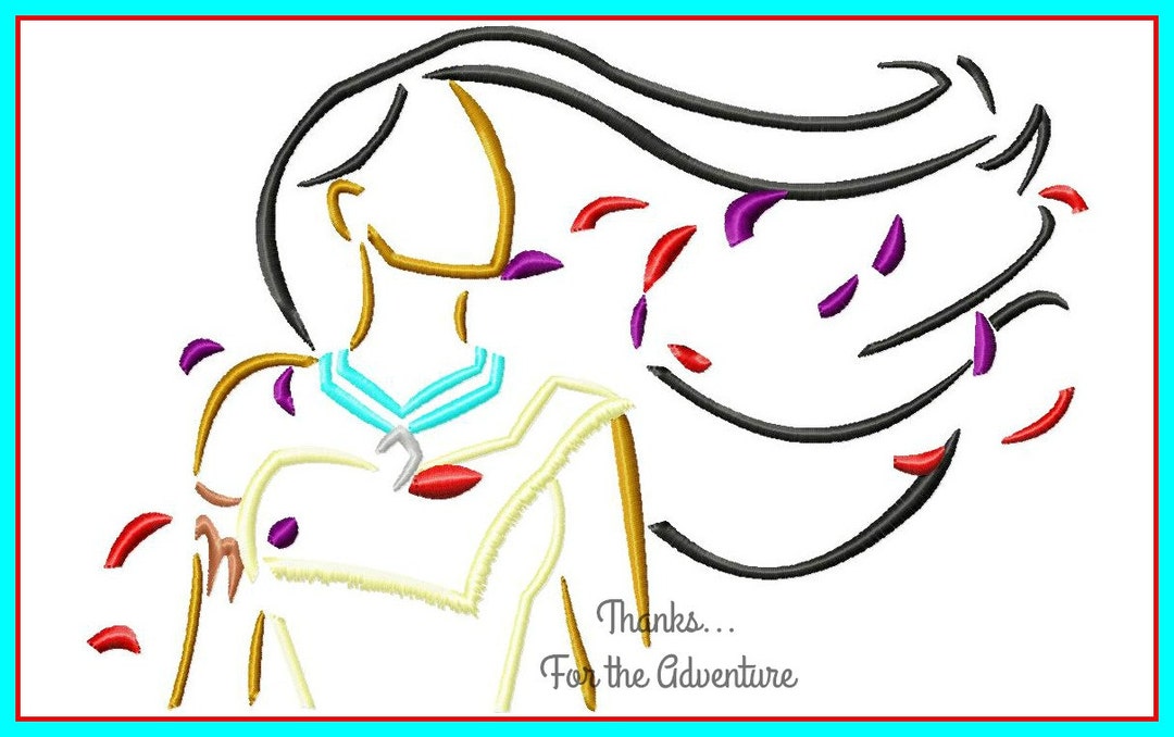 Pocahontas Sketch Digital Embroidery Machine Design File 4x4 5x7 6x10 ...