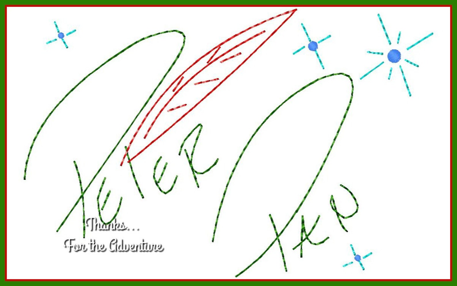 Peter Pan Autograph Digital Embroidery Machine Design File 4x4 5x7 6x10 ...