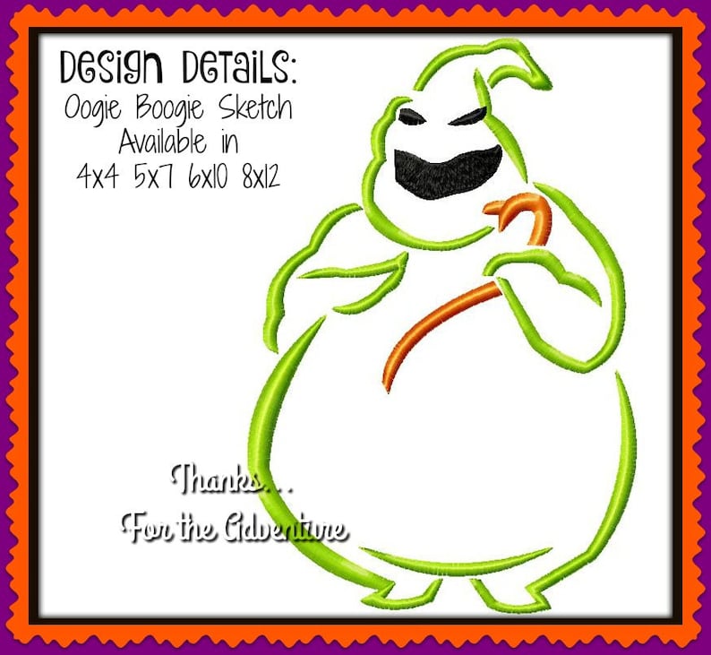 Oogie Boogie From Nightmare Before Christmas Sketch Digital Embroidery ...