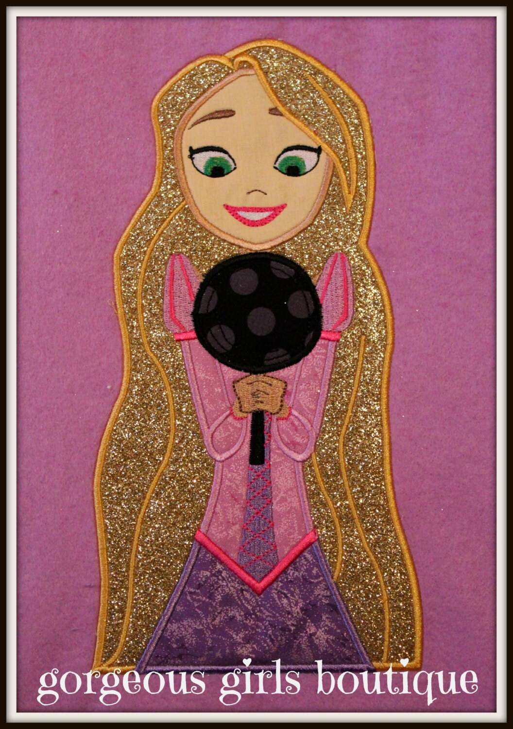 Tangled Rapunzel Frying Pan Digital Embroidery Machine Applique Design ...