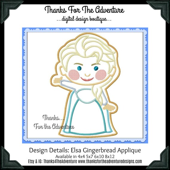 Queen Elsa From Frozen 2 Gingerbread Cookie Applique Digital - Etsy