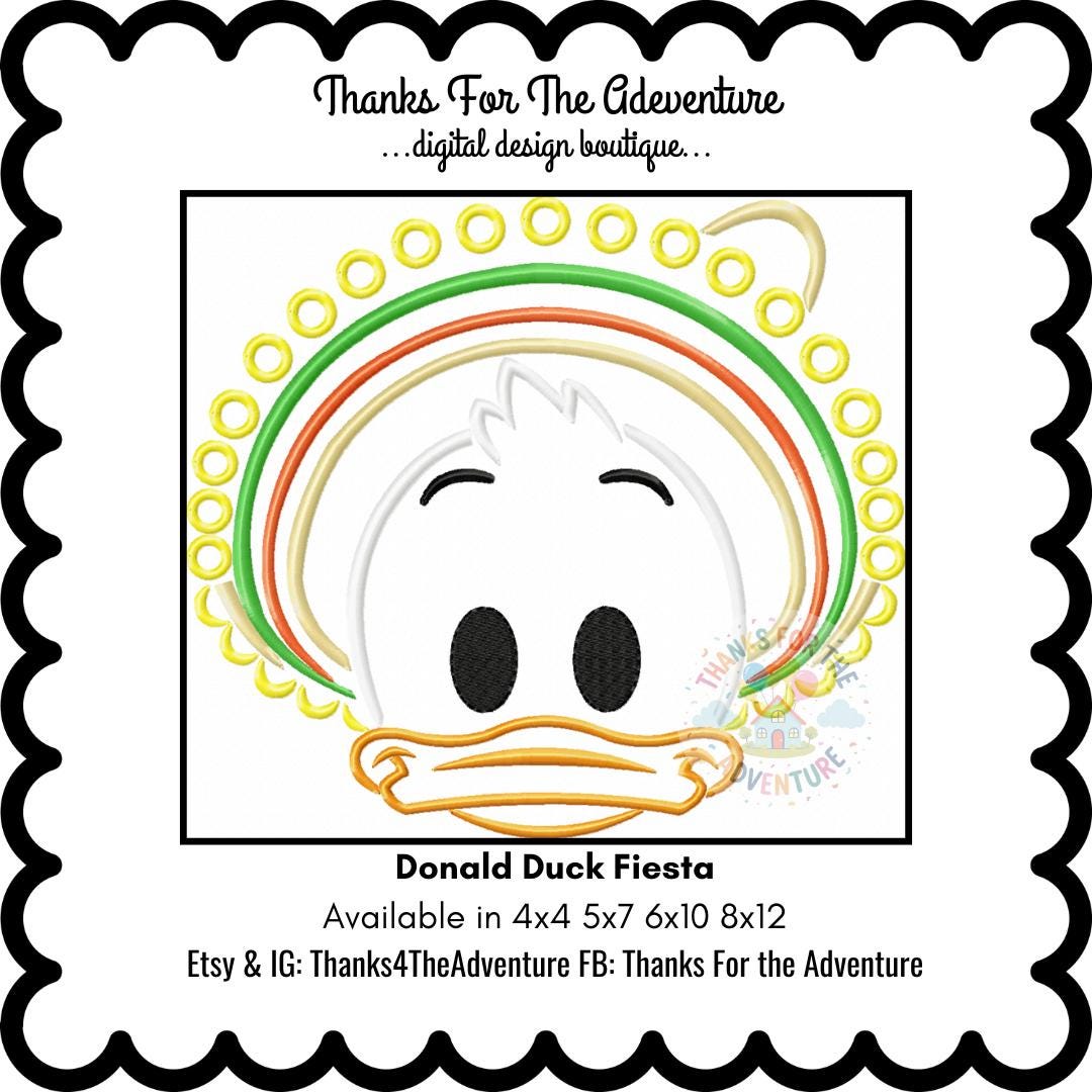 Fiesta Donald Duck #1 From Three Caballeros Sketch Digital Embroidery ...