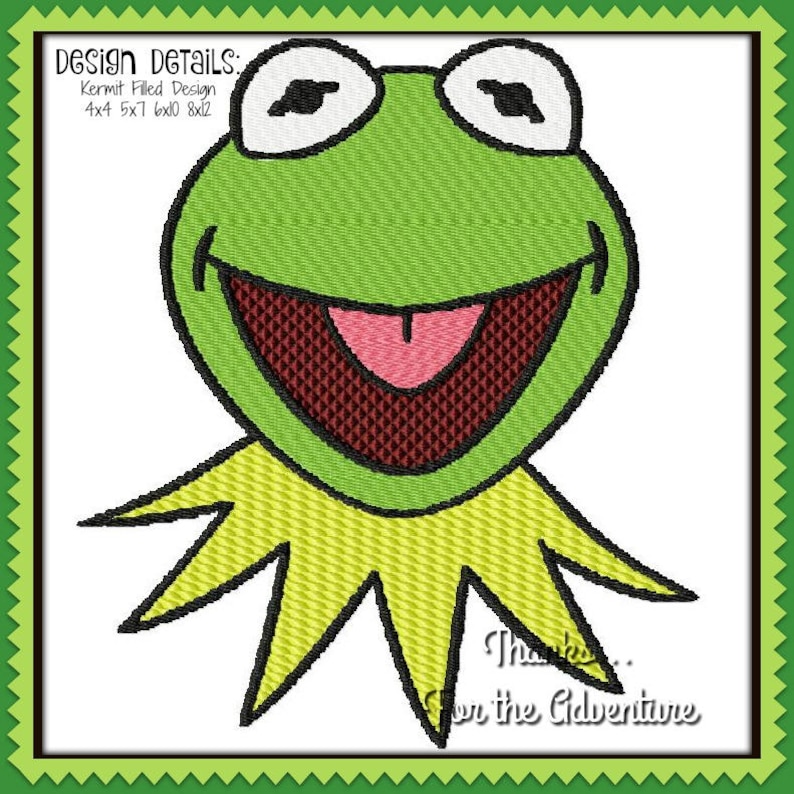 Kermit the Frog Filled Digital Embroidery Machine Design File | Etsy