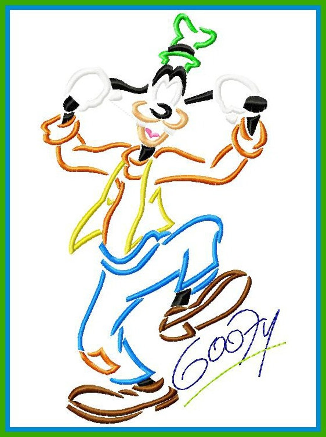 Goofy Sketch With Autograph Combo Digital Embroidery Machine Design ...
